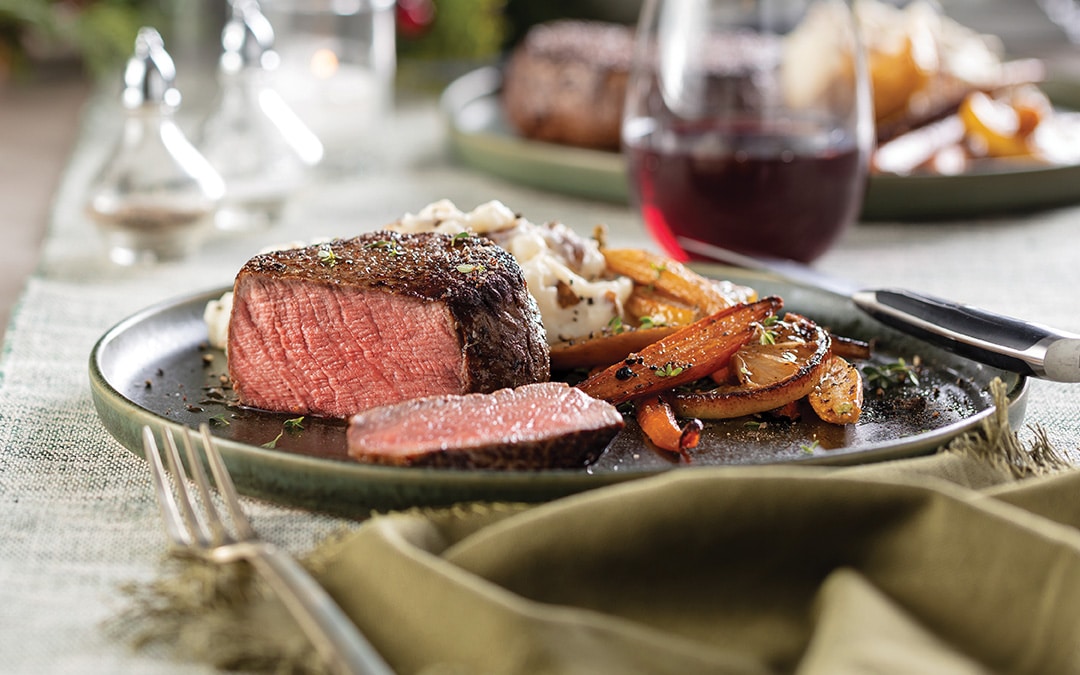 Sumac-Crusted Filet Mignon with Honey-Lemon Glazed Carrots and Garlic ...